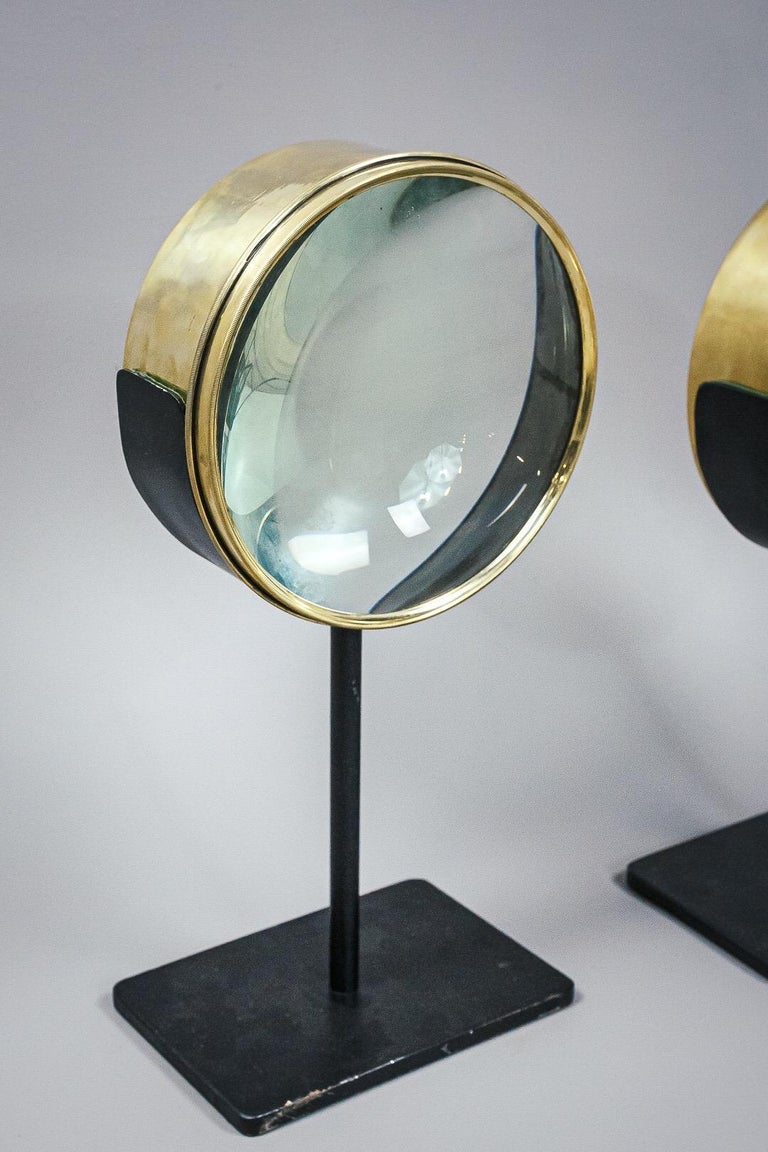 Pair of Huge Mounted Magnifying Lenses at 1stDibs