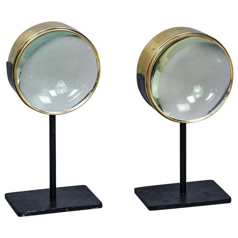 Pair of Huge Mounted Magnifying Lenses at 1stDibs