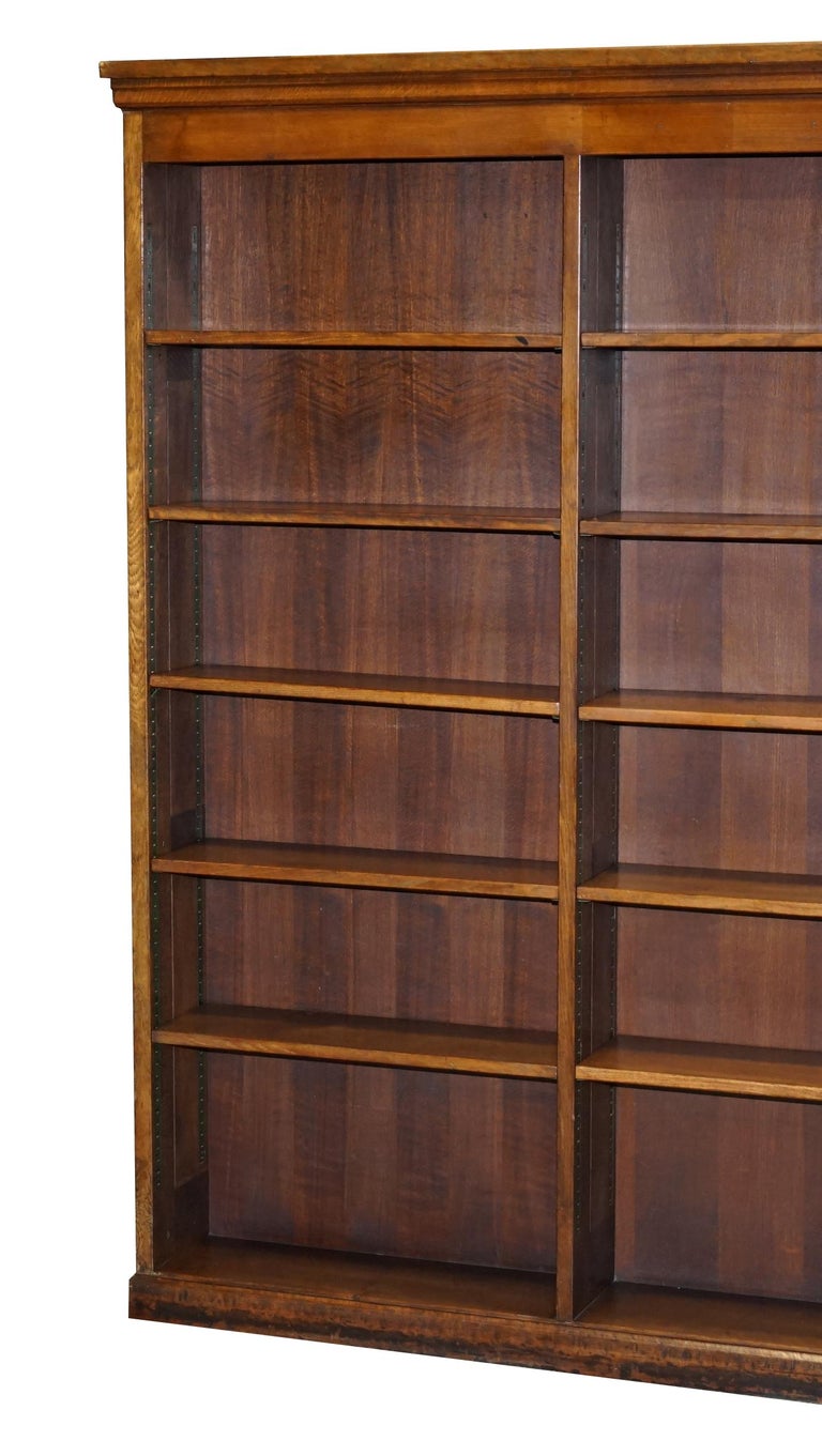 Pair of Huge Solid Oak English circa 1880 Double Sided Library Study ...