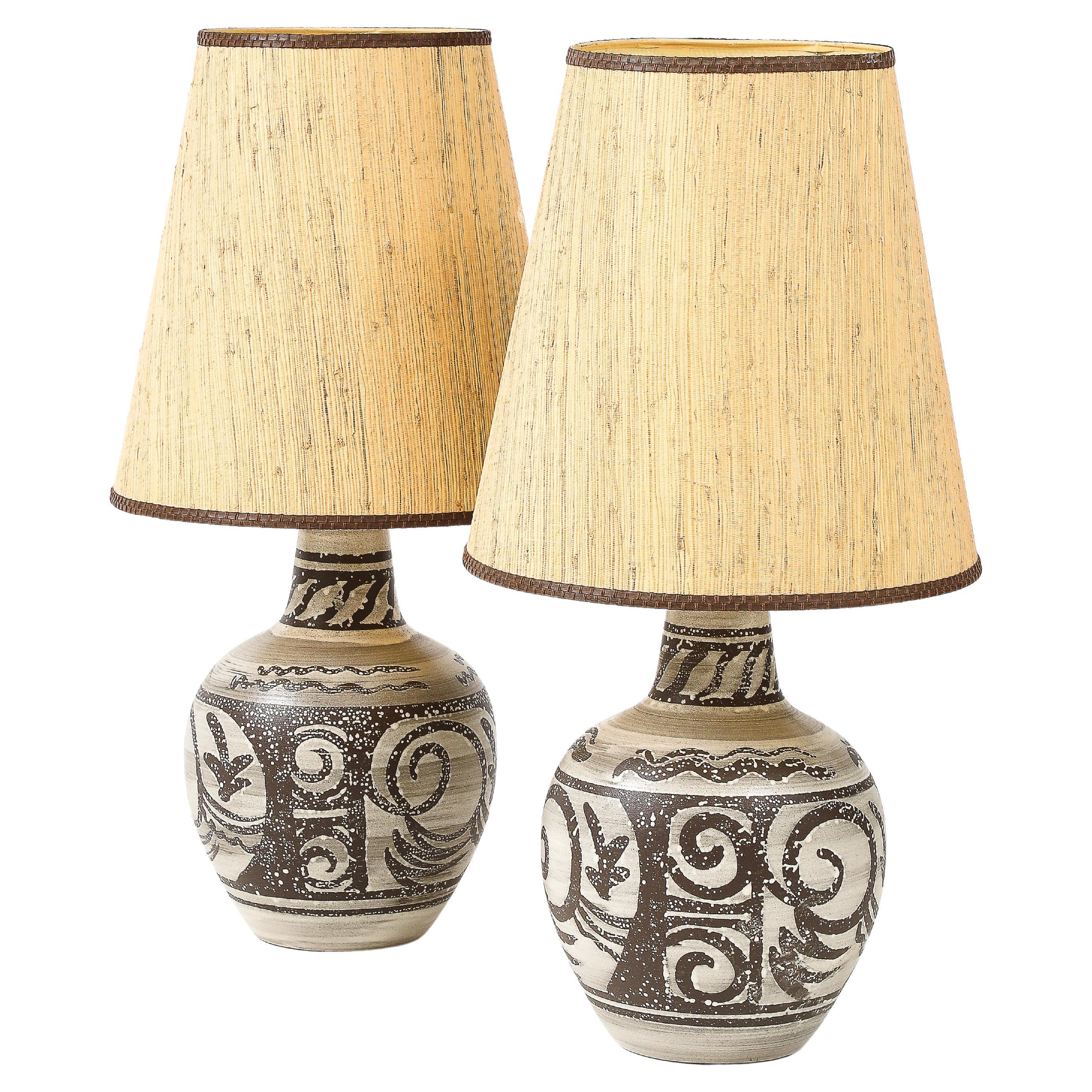 Pair of huge studio pottery ceramic lamps For Sale at 1stDibs