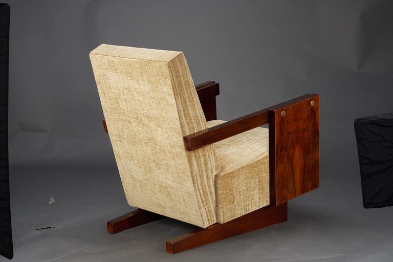 Pair of Hungarian Art Deco Armchairs in Walnut at 1stDibs