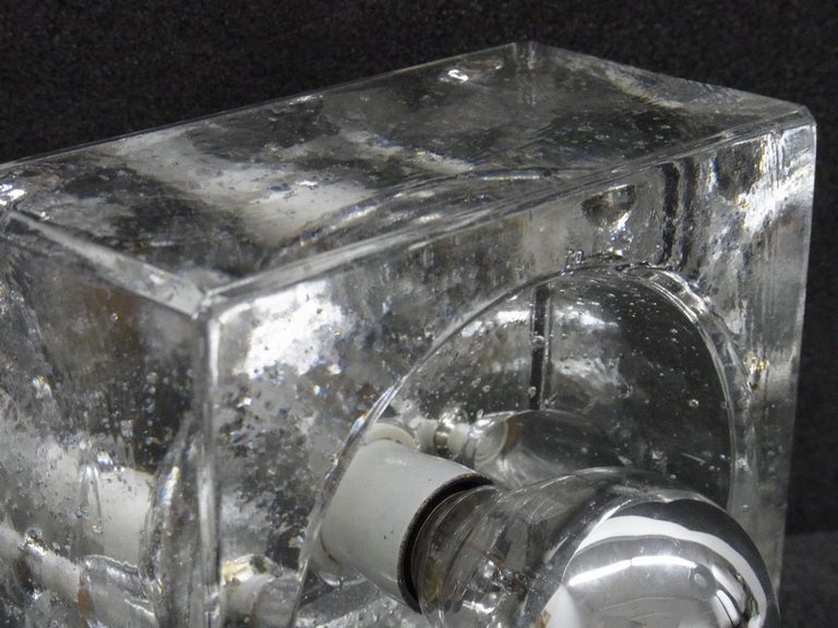 Pair of Ice Glass Cube Sconces or Flush Mounts, Wila Leuchten, Germany ...