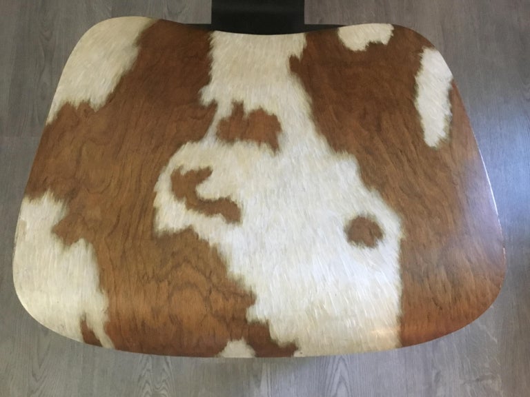 Pair of Iconic LCW Eames Chairs with Faux Cowhide Finish by Lynn Curlee ...