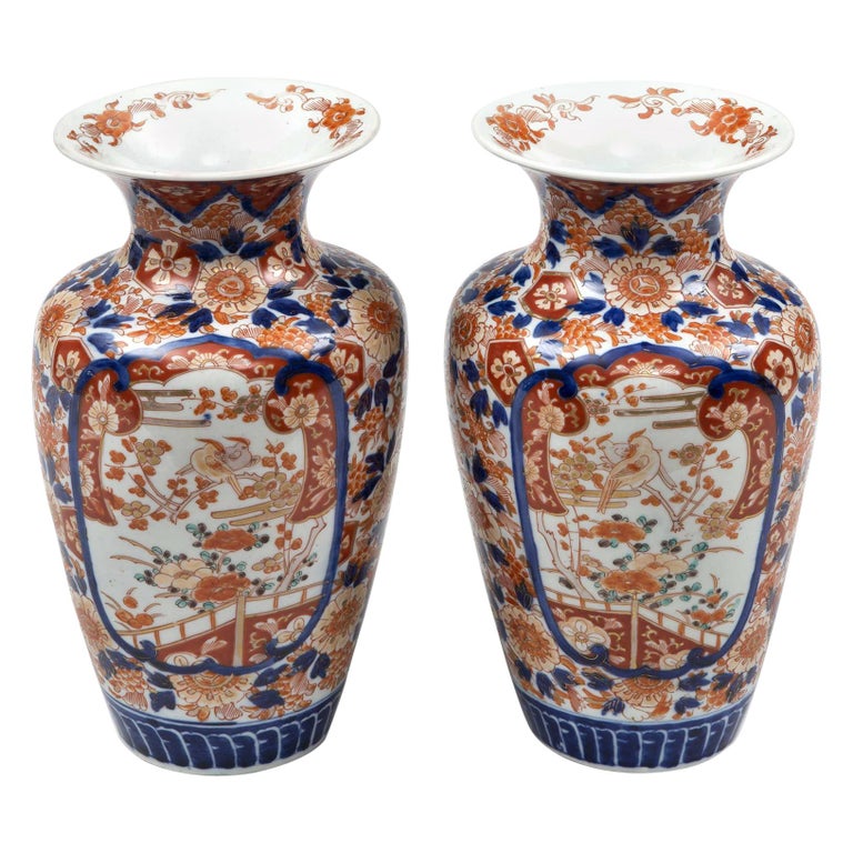 Pair of Imari Open Vases, circa 1890 For Sale at 1stDibs