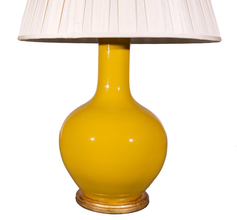 Pair of Imperial Yellow Porcelain Straight Neck Table Lamps For Sale at ...