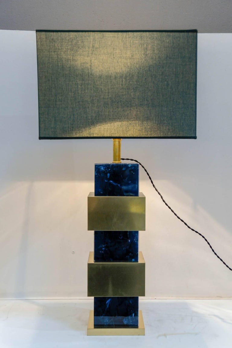 Pair of Important Crushed Ice Resin Lamps by Marie-Claude de Fouquières ...