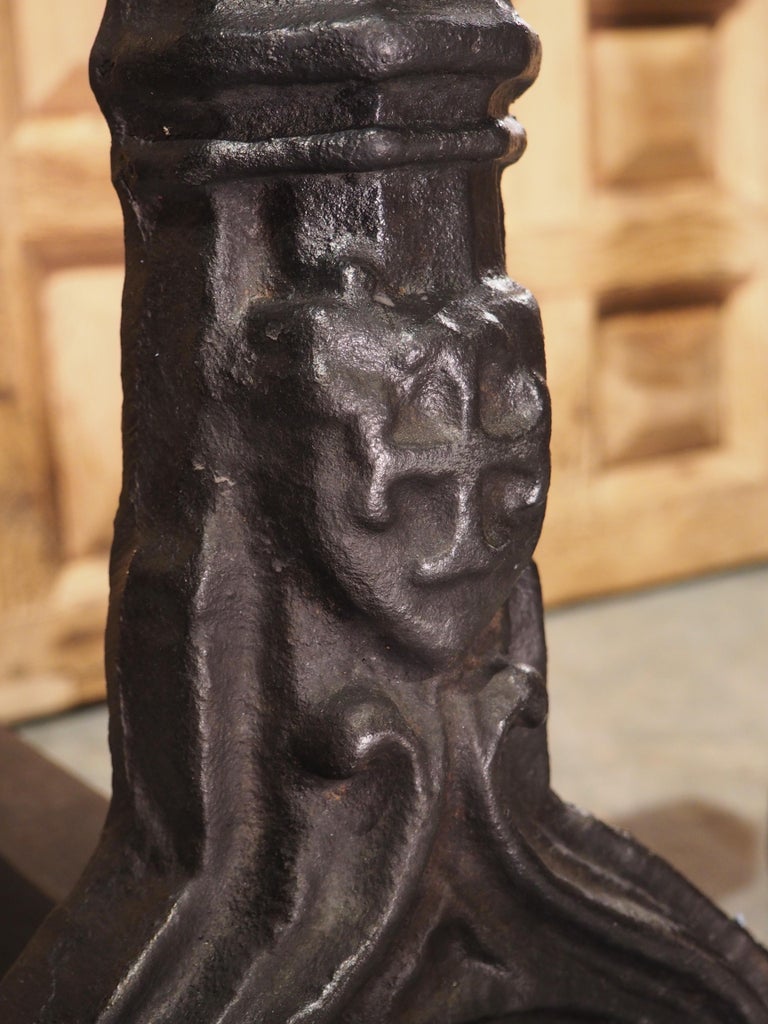Pair of Important French Gothic Cast Iron Fireplace Chenets, 16th ...