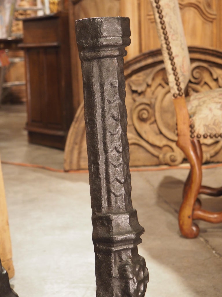 Pair of Important French Gothic Cast Iron Fireplace Chenets, 16th ...