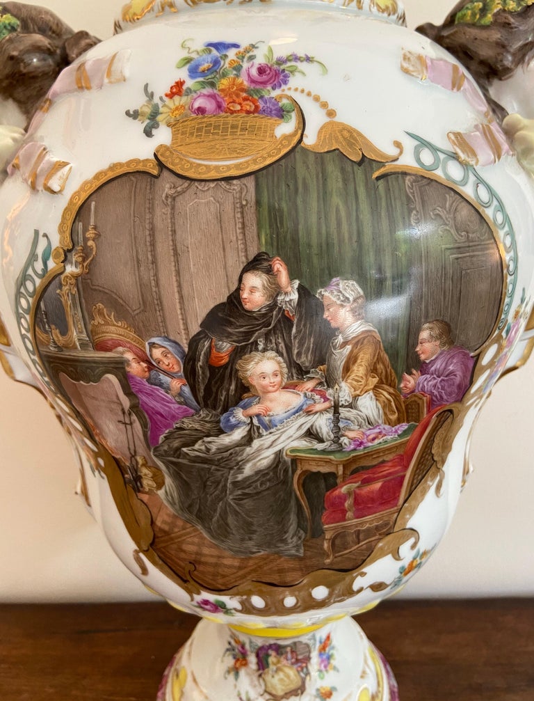 Pair of Important Porcelain Vases with Female Heads by Augustus Rex for ...