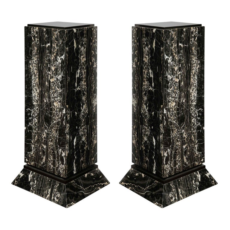 Pair of Impressive Custom Black Marble Pedestals, 1980s at 1stDibs