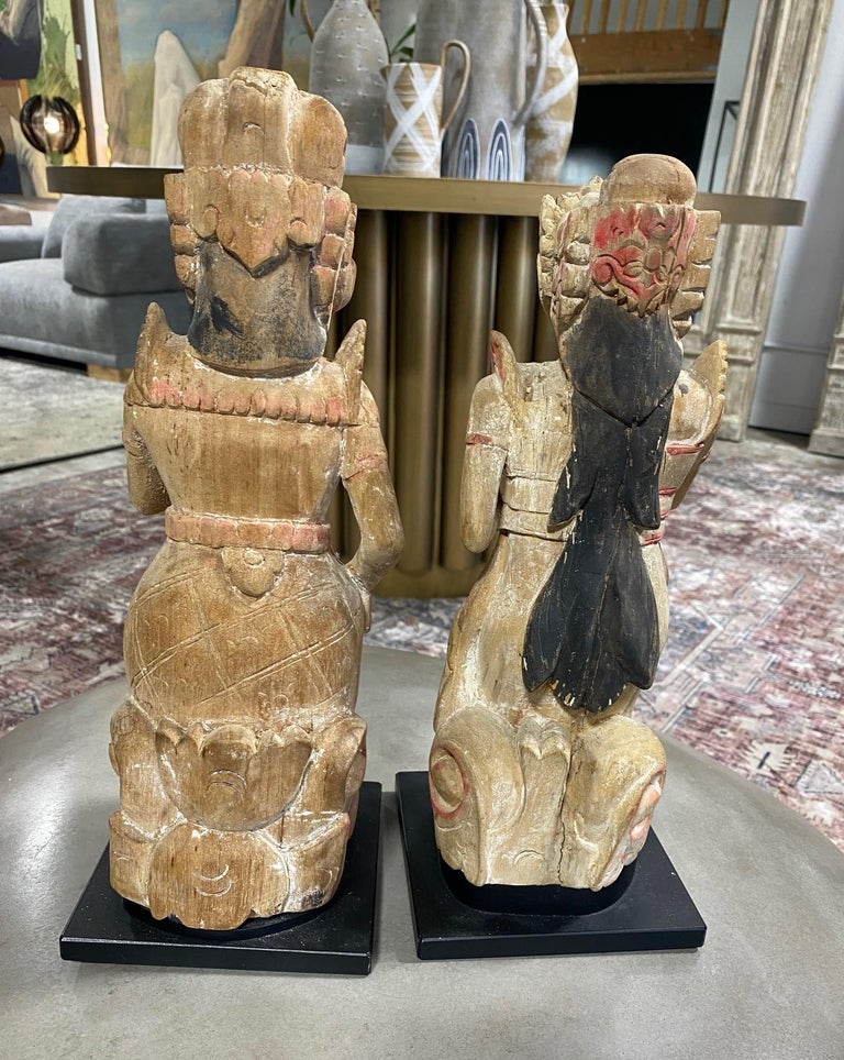 Pair of Indonesian Balinese Wood Carved Devotional Temple Shrine ...
