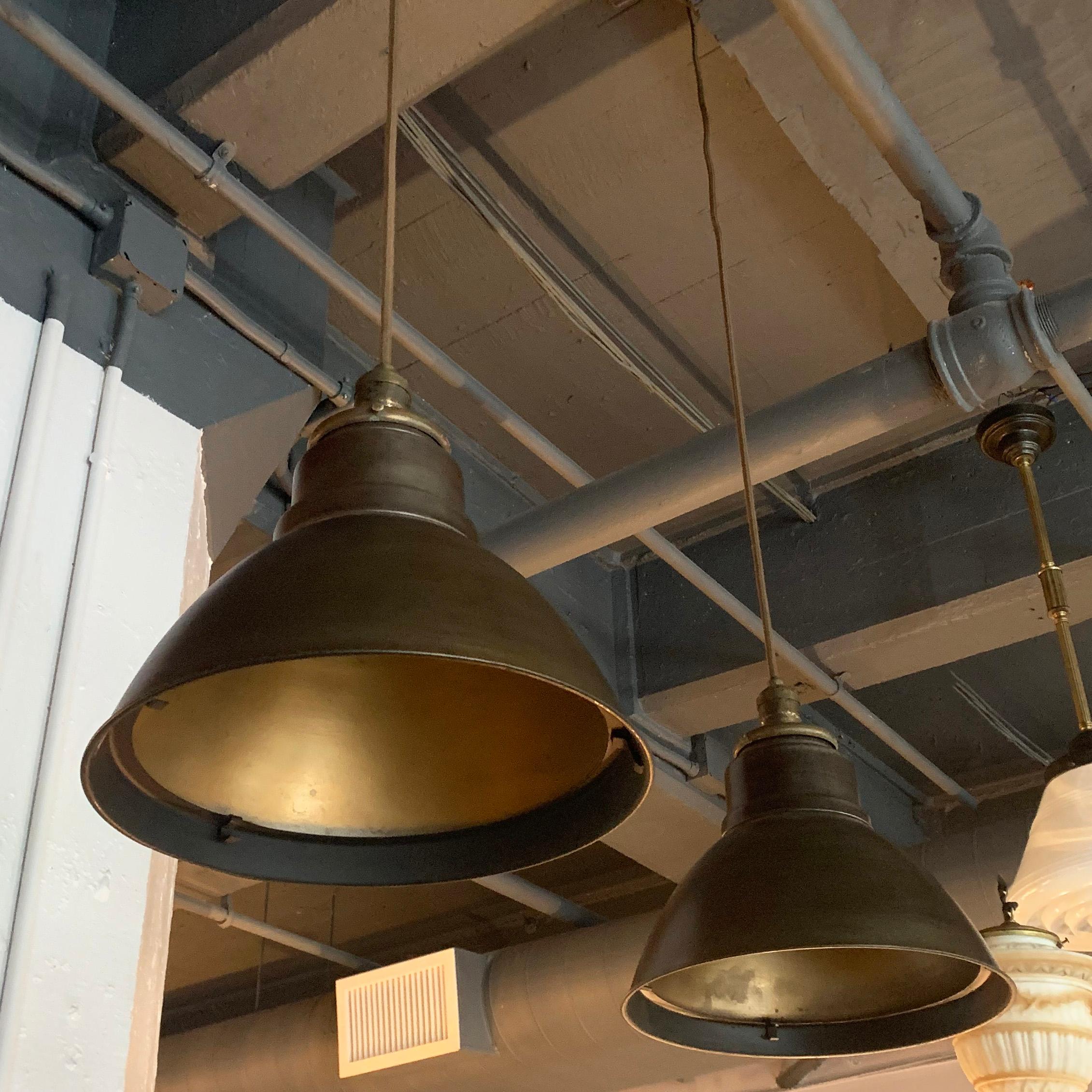 Pair of Industrial Factory Gunmetal Dome Pendant Lights at 1stDibs ...