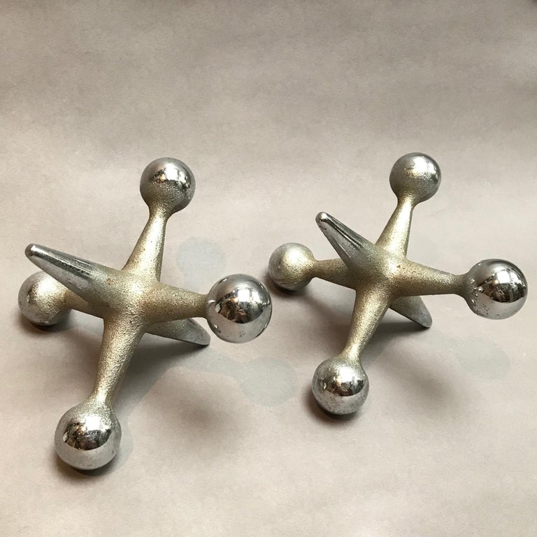 Pair of Industrial Nickel-Plated Cast Iron Jacks at 1stDibs