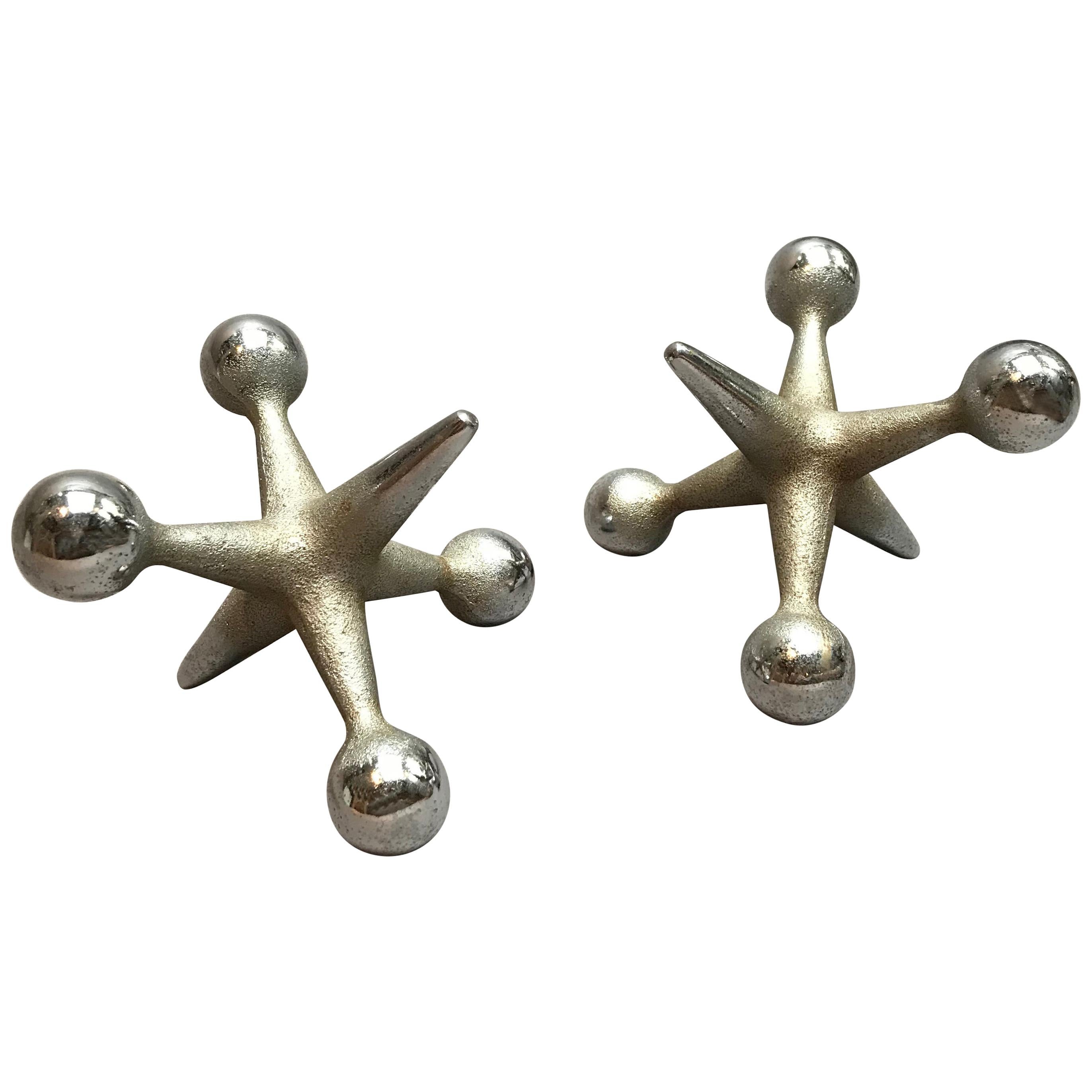 Pair of Industrial Nickel-Plated Cast Iron Jacks at 1stDibs