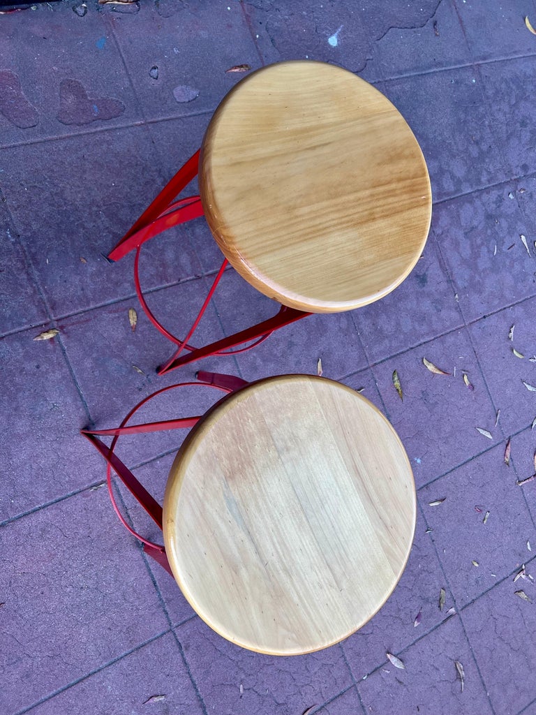 Pair of Industrial Style Solid Steel Base with Solid Maple Top For Sale ...