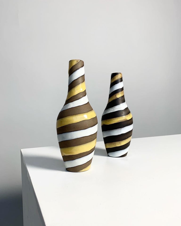 Pair of Ingrid Atterberg Spiral Vases Ceramic Upsala Ekeby Sweden 1950s ...