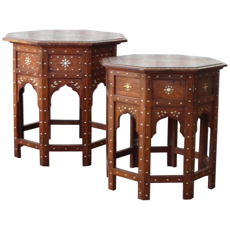 Pair of Inlaid Syrian Side Tables, 1950s at 1stDibs