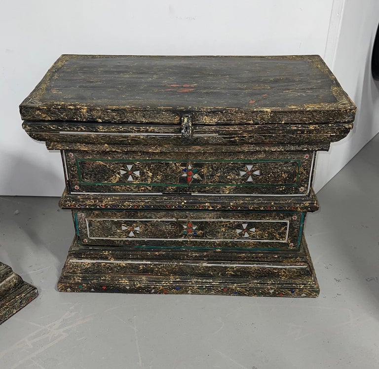 Pair of Inlaid Wedding Dowry Chests For Sale at 1stDibs