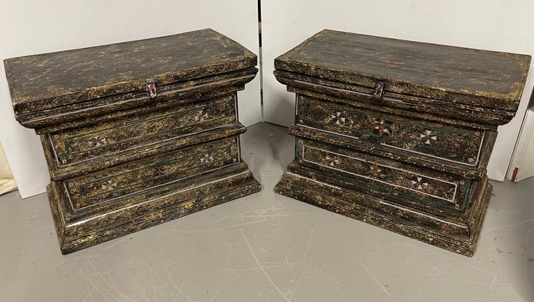 Pair of Inlaid Wedding Dowry Chests For Sale at 1stDibs