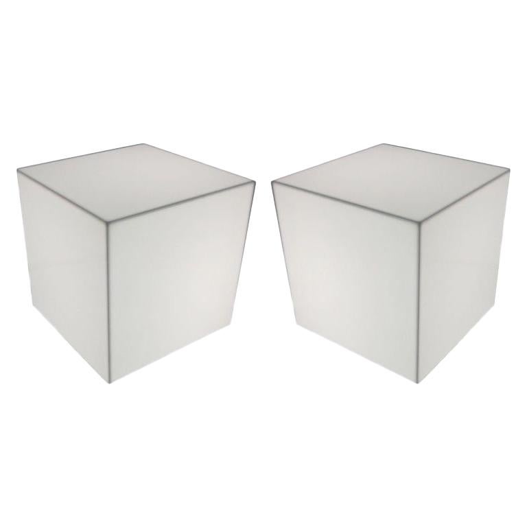 Pair of Interior Lit Acrylic Cube Side Tables For Sale at 1stDibs ...