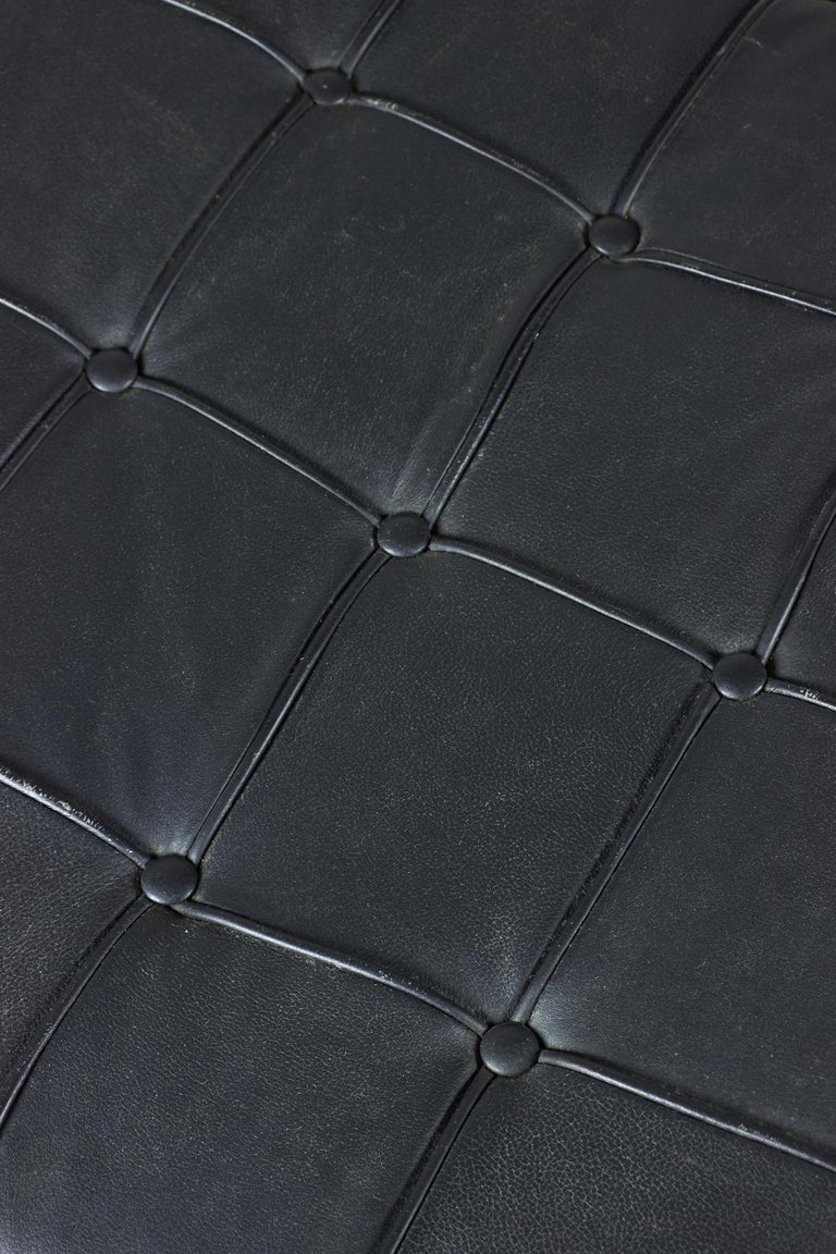 Pair of International Style Black Tufted Leather and Chrome Benches For ...