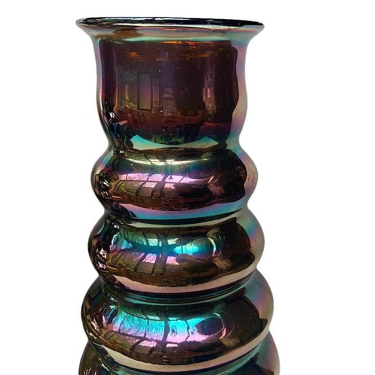 Pair of Iridescent Glass Vases For Sale at 1stDibs