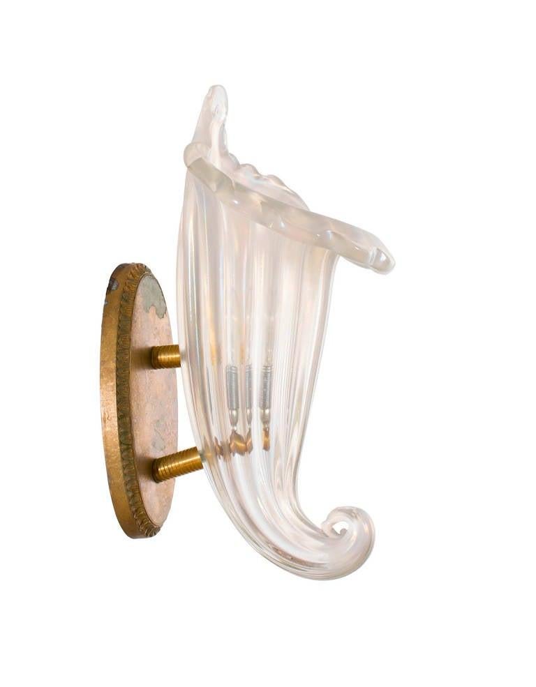 Massive Pair of Iridescent Seashell Sconces in Blown Murano Glass ...