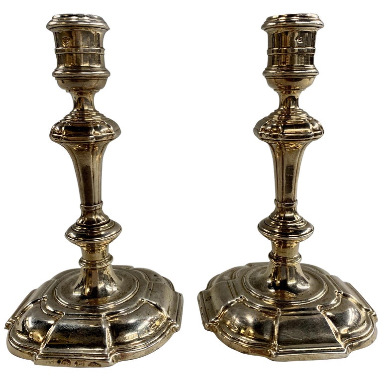 Pair of Irish Silver Candlesticks, George II Dublin, 1737 Likely John ...