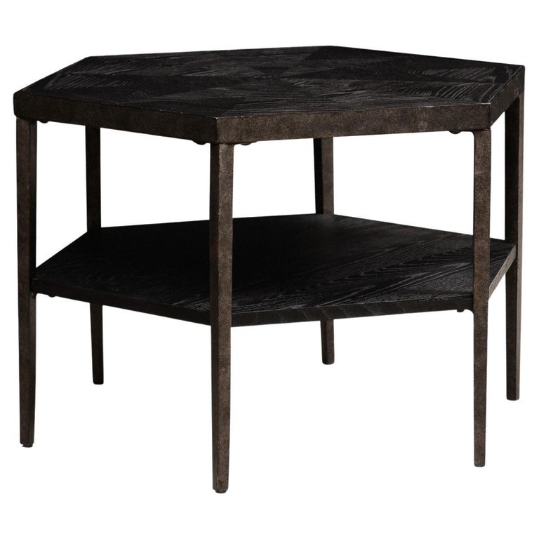 Pair of Iron and Wood End Tables For Sale at 1stDibs