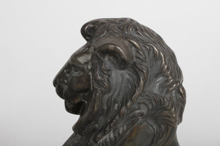 Pair of Iron Andirons or Fire Dogs Modeled as Lions after Artist Alfred ...
