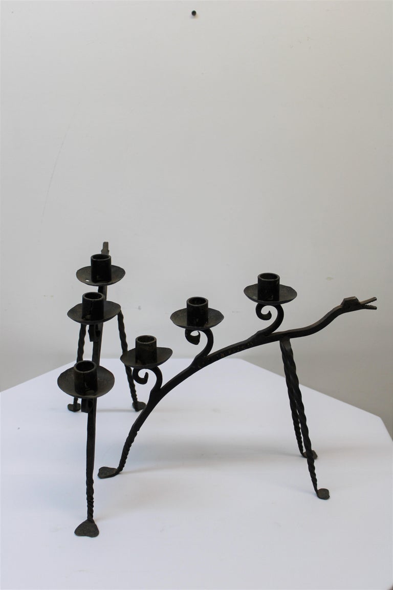 Pair of Iron Animal Figure Candle Holders For Sale at 1stDibs