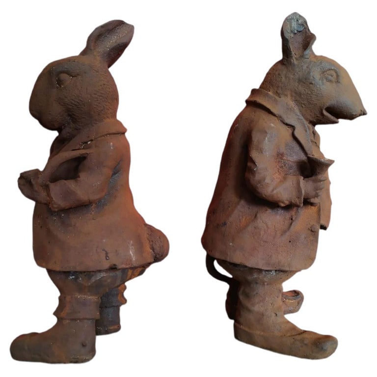 Pair of Iron Figures. 50''s Garden Figures 20th Century For Sale at 1stDibs