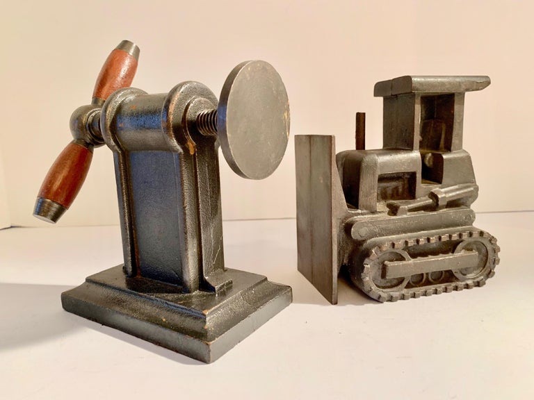 Pair of Iron Industrial Bookends For Sale at 1stDibs