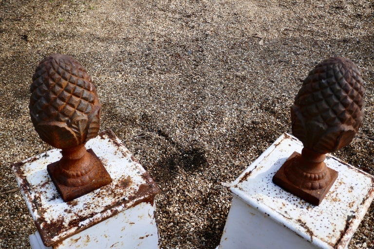 Pair of Iron Pine Cone Gate Post Finials For Sale at 1stDibs