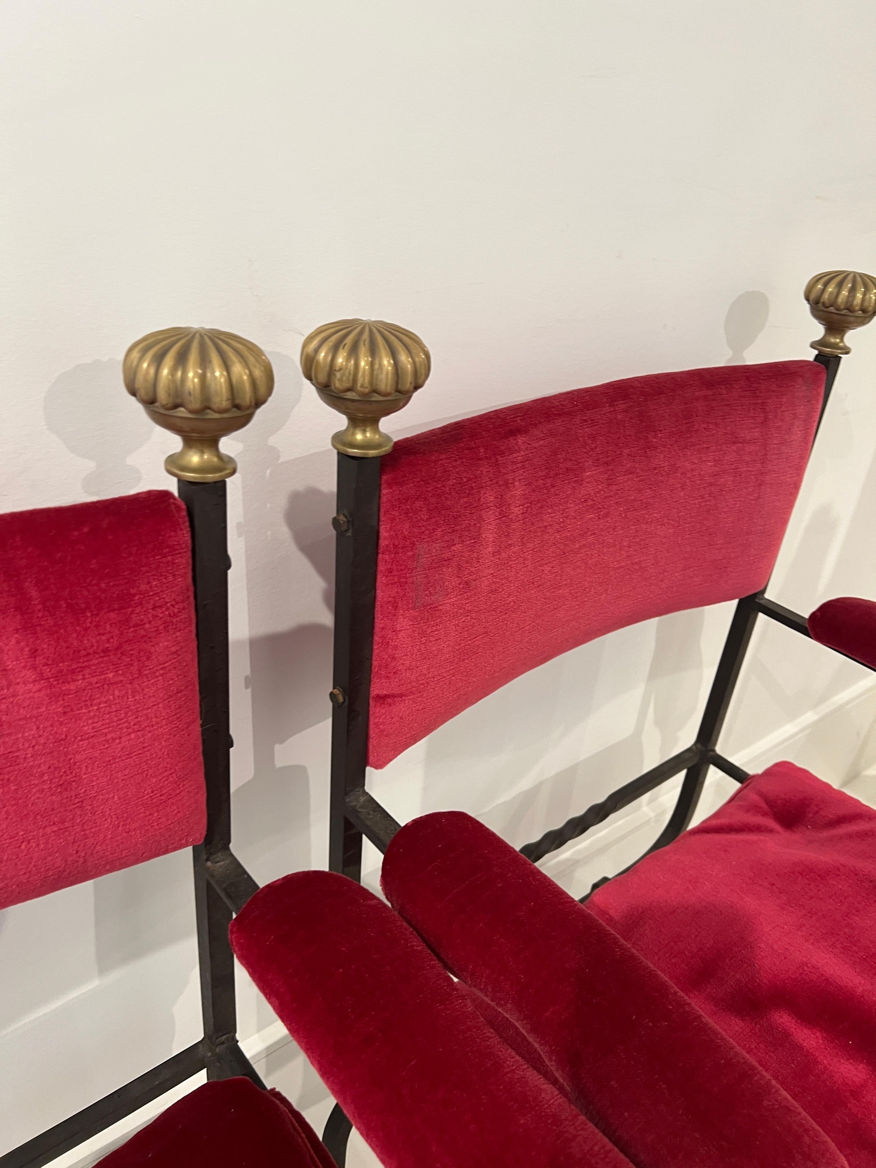 Pair of Iron Savonarola Arm Chairs with Cushions For Sale at 1stDibs