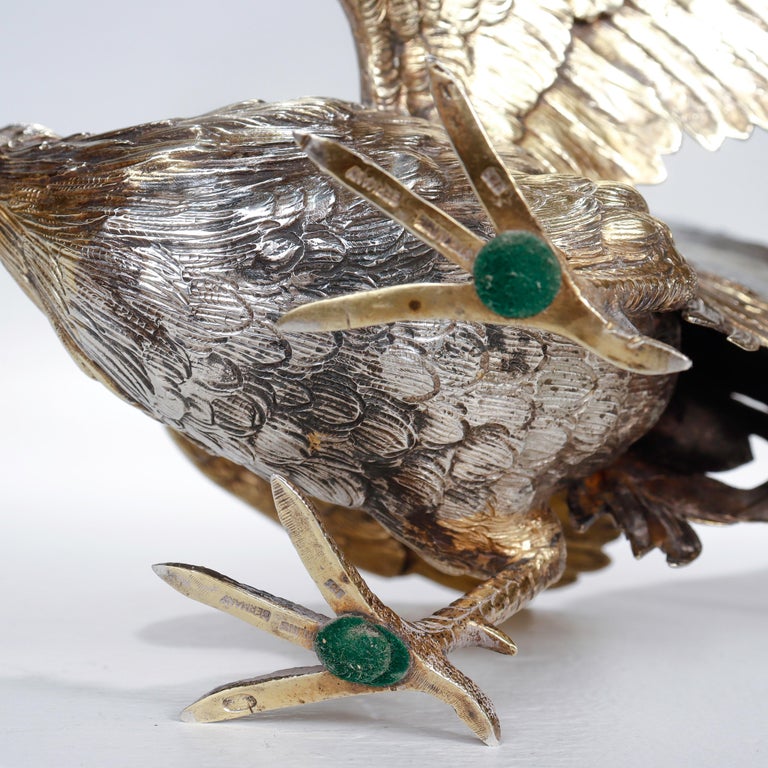Pair of Israel Freeman and Son Sterling Silver Table Fighting Cockerels ...