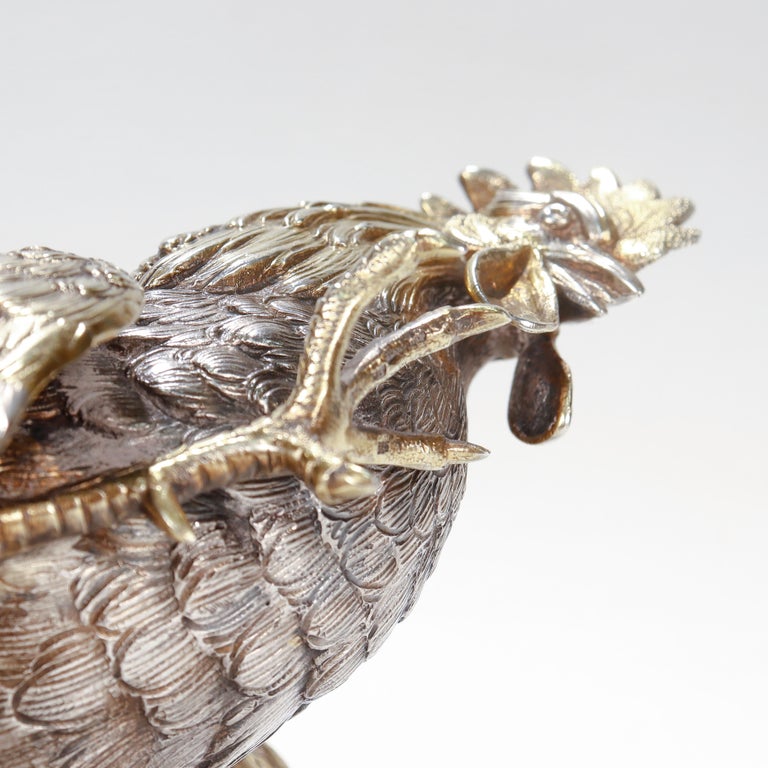 Pair of Israel Freeman and Son Sterling Silver Table Fighting Cockerels ...