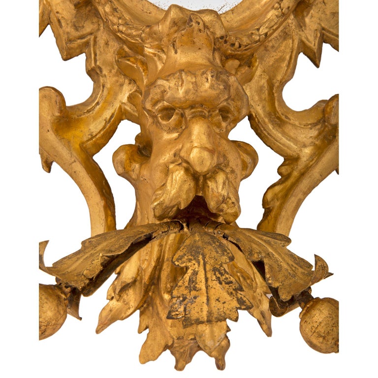 Pair of Italian 17th Century Baroque Period Giltwood Roman Mirrored ...