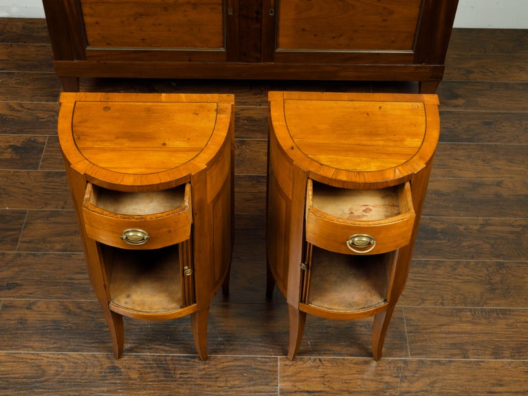 Pair of Italian 1800s Walnut Demilune Bedside Tables with Tambour Doors ...