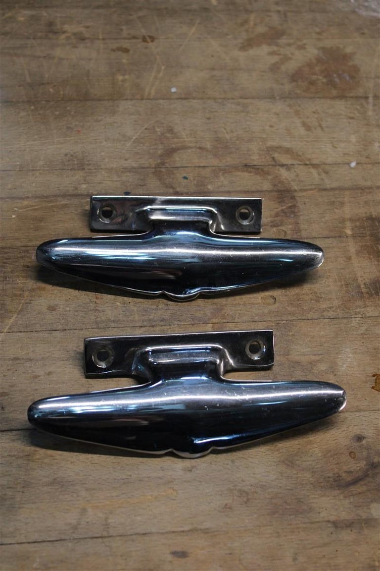 Pair of Italian 1950s Handles in Chromed Brass Airplane Tail Silver For ...