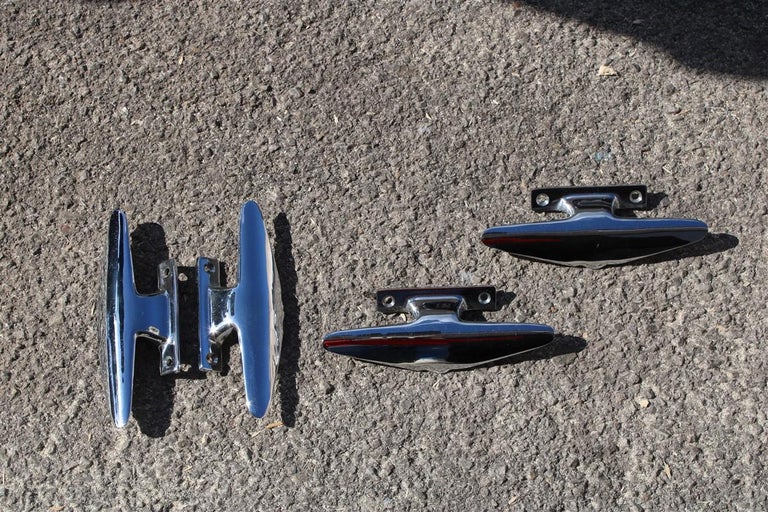 Pair of Italian 1950s Handles in Chromed Brass Airplane Tail Silver For ...