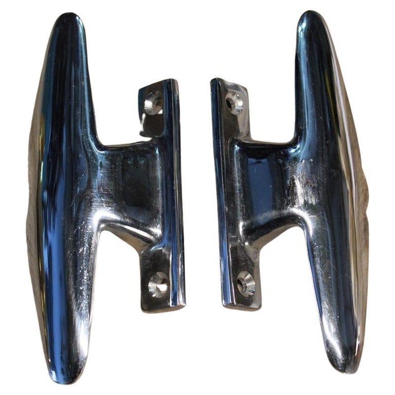 Pair of Italian 1950s Handles in Chromed Brass Airplane Tail Silver For ...