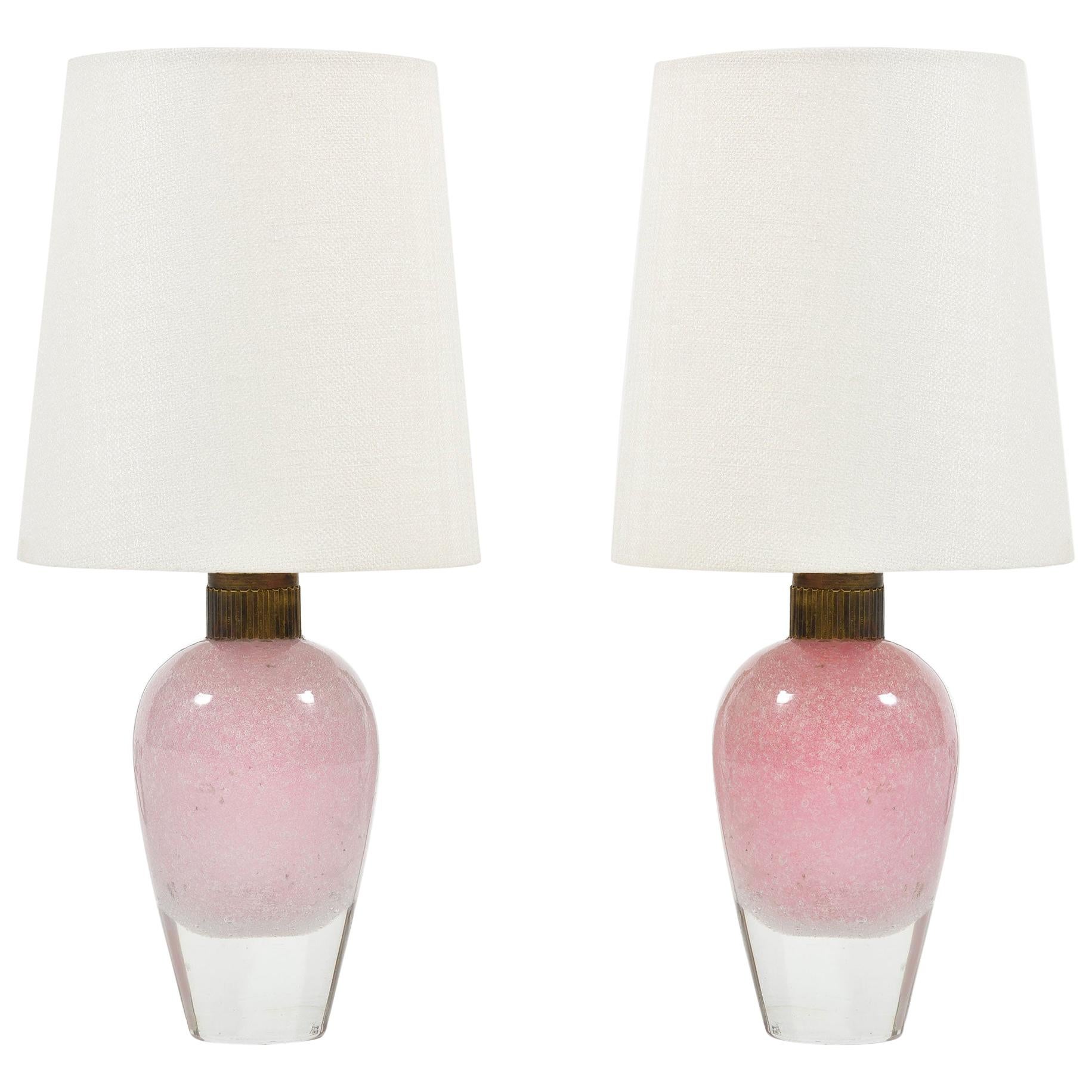 Pair of Italian 1950s Pink Glass Table Lamps at 1stDibs | pink glass ...