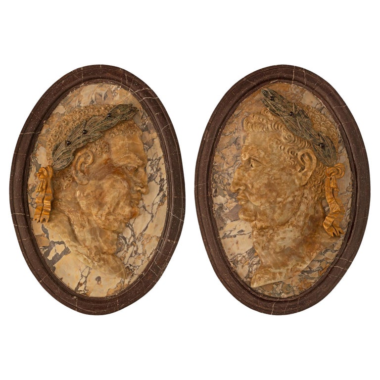 Pair of Italian 19th Century Marble Wall Plaques of Roman Emperors For ...
