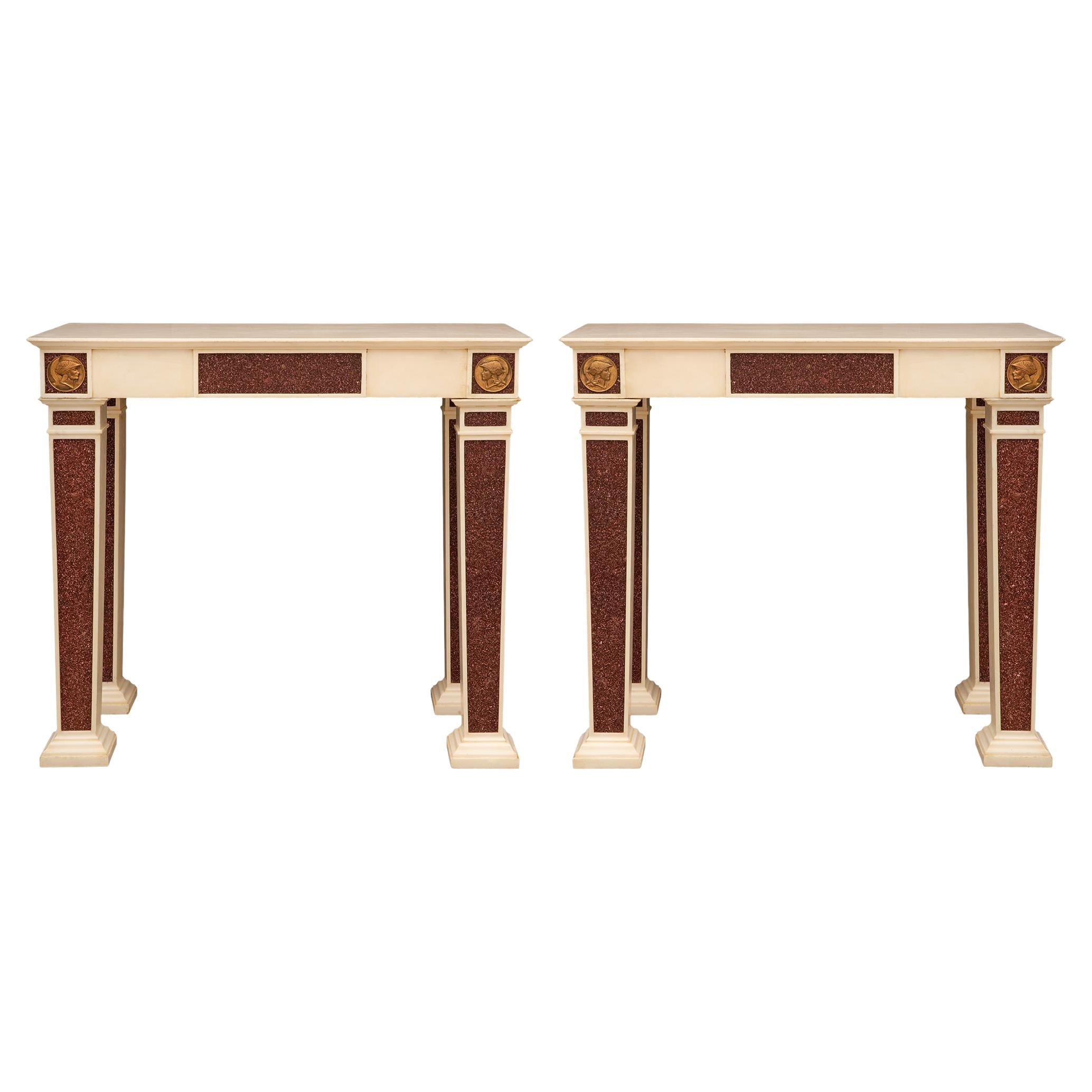 Pair of 20th Century White Neoclassical Consoles at 1stDibs