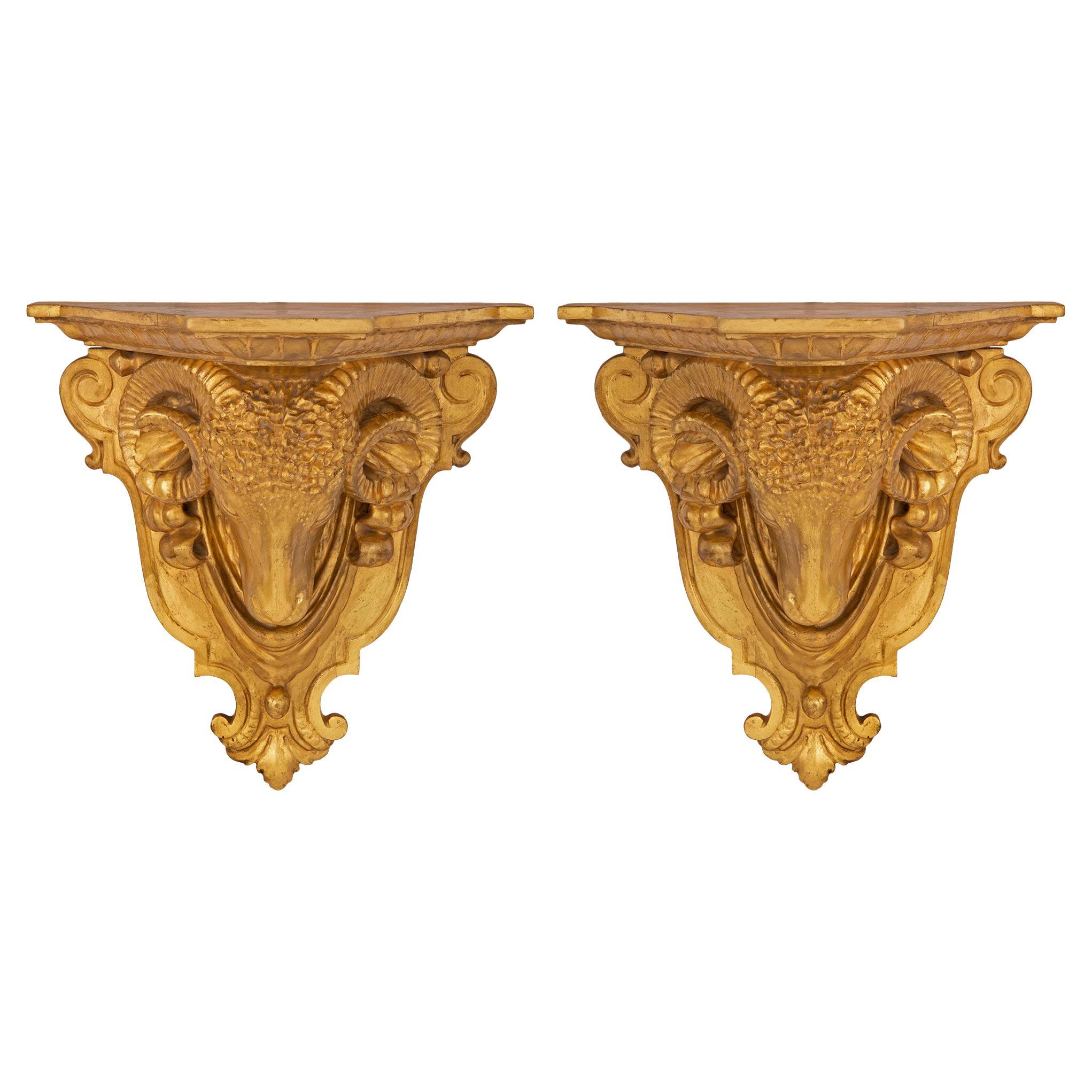 20th Century Italian Neoclassical Style Giltwood Wall Brackets or ...