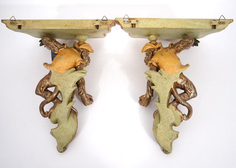 Pair of Italian 20th C Carved and Polychrome Painted Monkey Pirate Wall ...