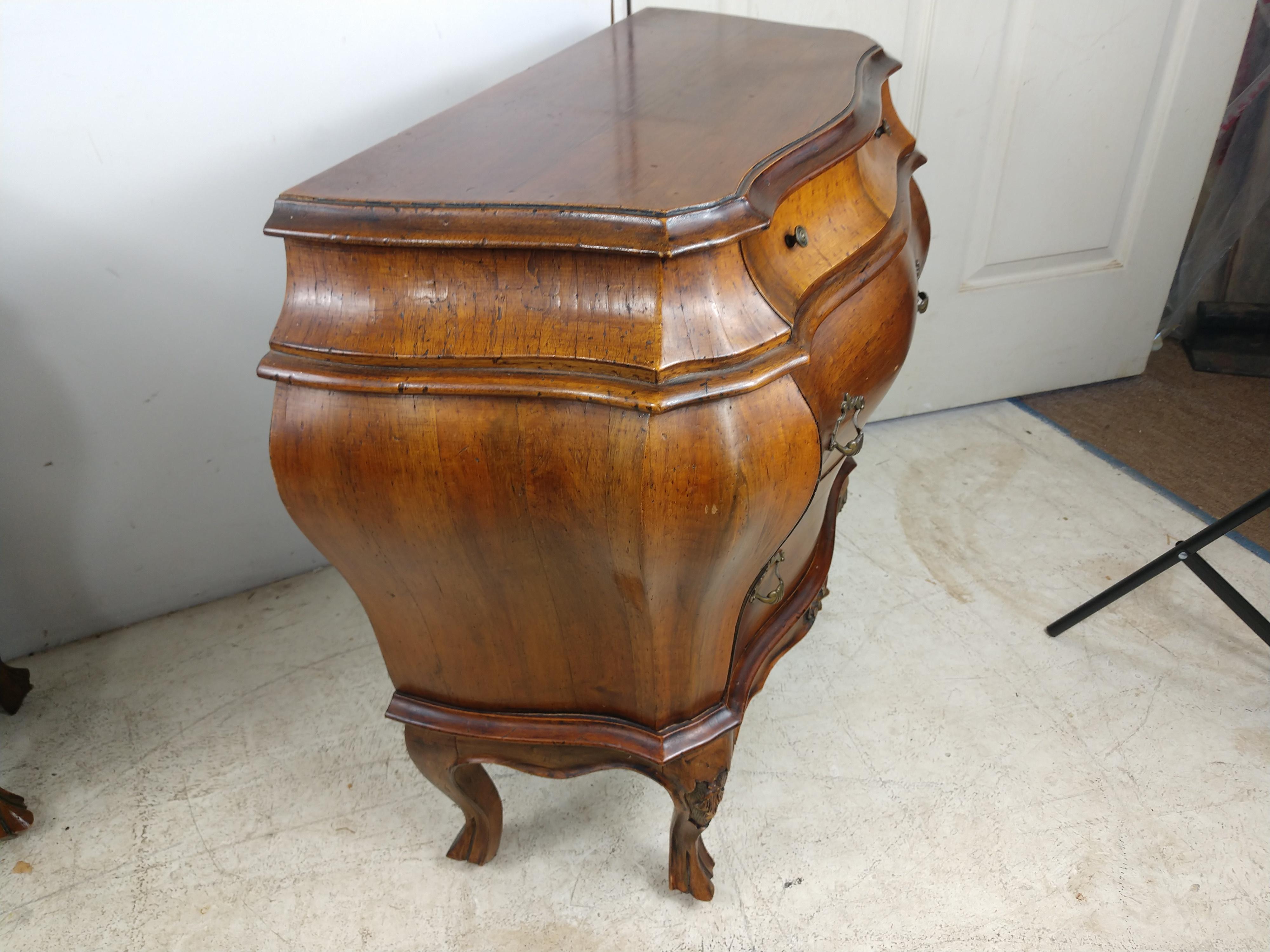 Pair of Italian 3 Drawer Hand Crafted Bombe Commodes Night Tables ...