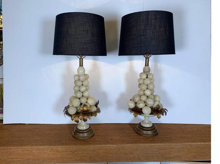 Pair of Italian Alabaster Grape Cluster Form Lamps For Sale at 1stDibs ...