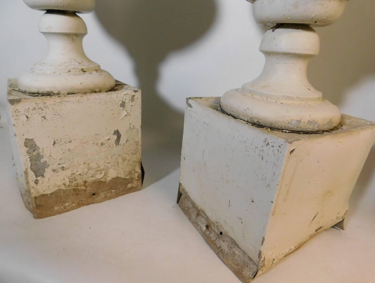 Pair of Italian Architectural Ornate Metal Flame Finials at 1stDibs